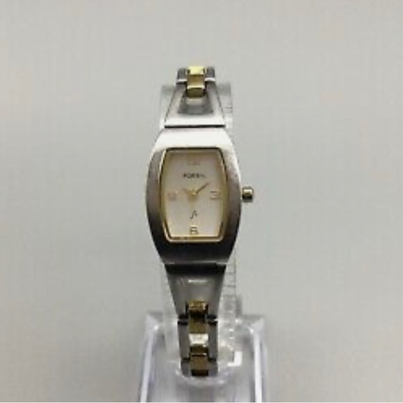 Fossil | Jewelry | Fossil F2 Watch Women Gold Silver Tone Rectangle ...